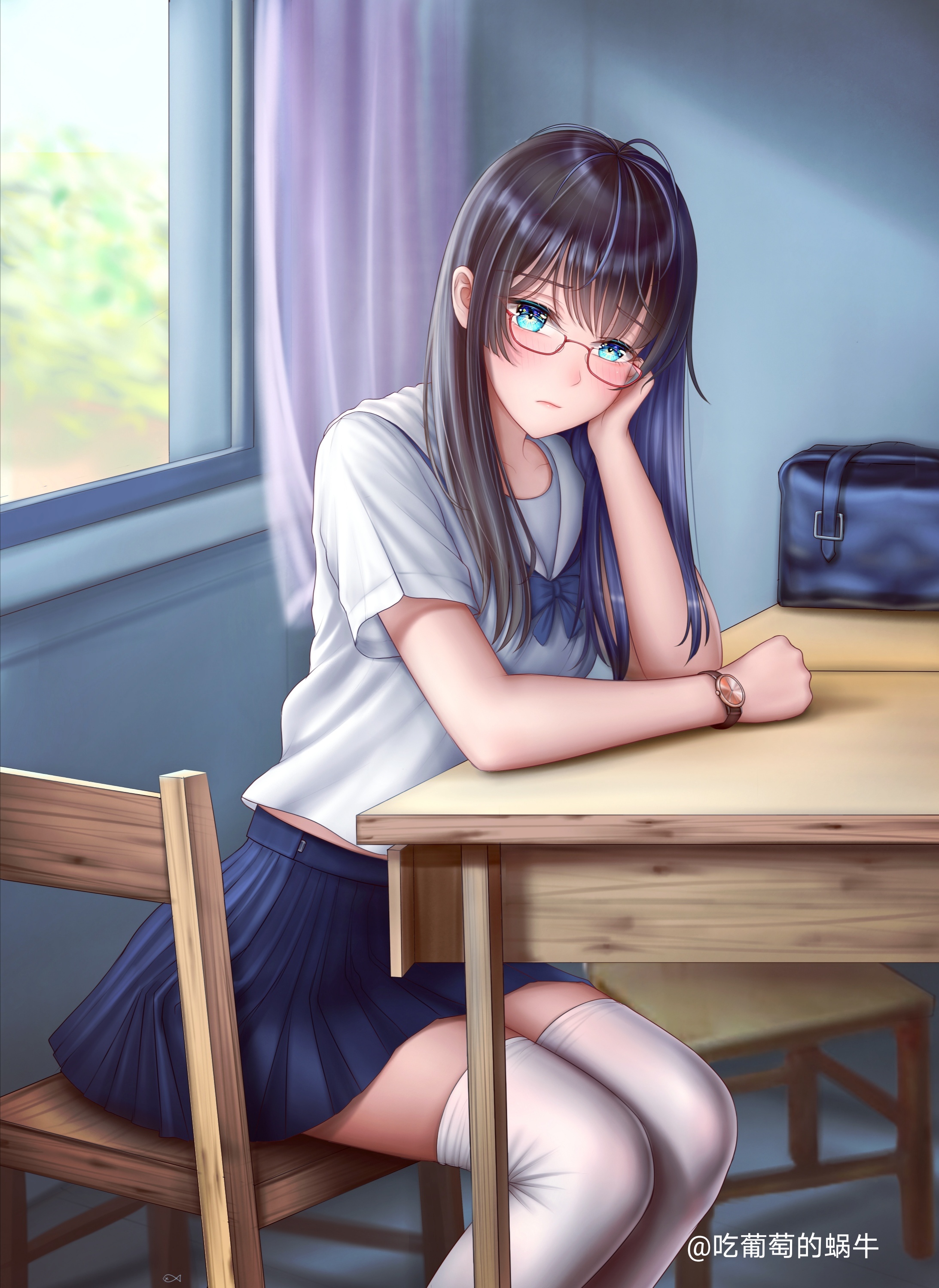 yuyuyu (pixiv19949705) megane seifuku thighhighs | #673701 | yande.re